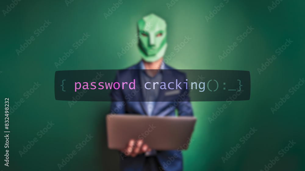 Cybersecurity concept password cracking on foreground screen, hacker ...
