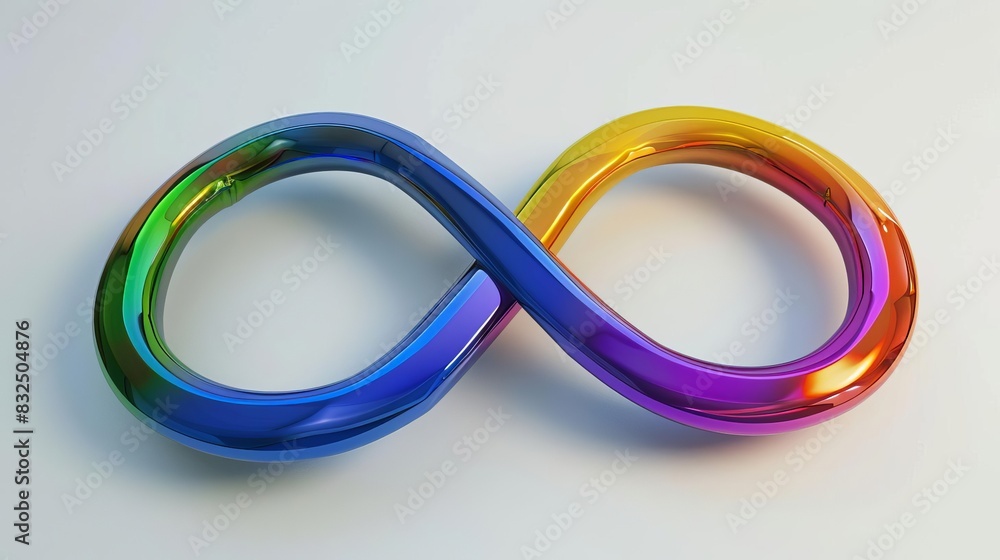 rainbow infinity symbol for neurodiversity shiny plastic ribbon in 3d ...