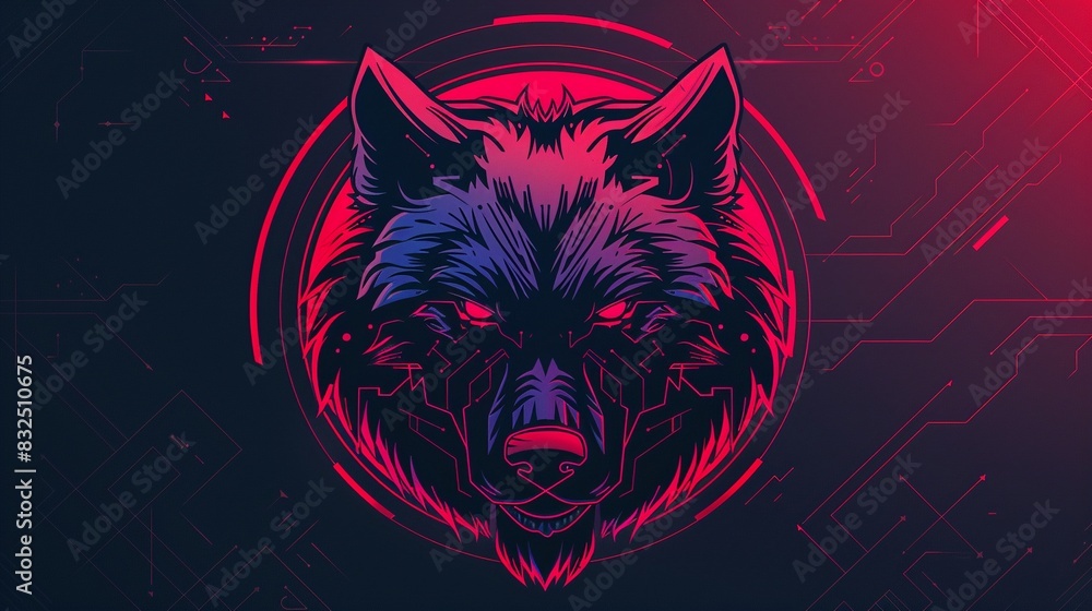 Simple logo for a werewolf board game, cyberpunk art style, comic style ...
