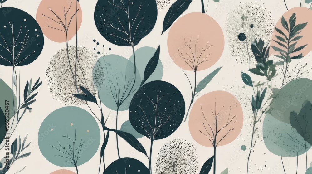 abstract botanical design, incorporating natural shapes and forms ...