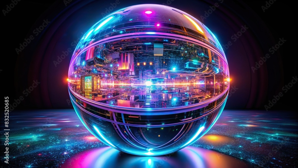 High-resolution abstract HDRI spherical panorama with LED and neon ...