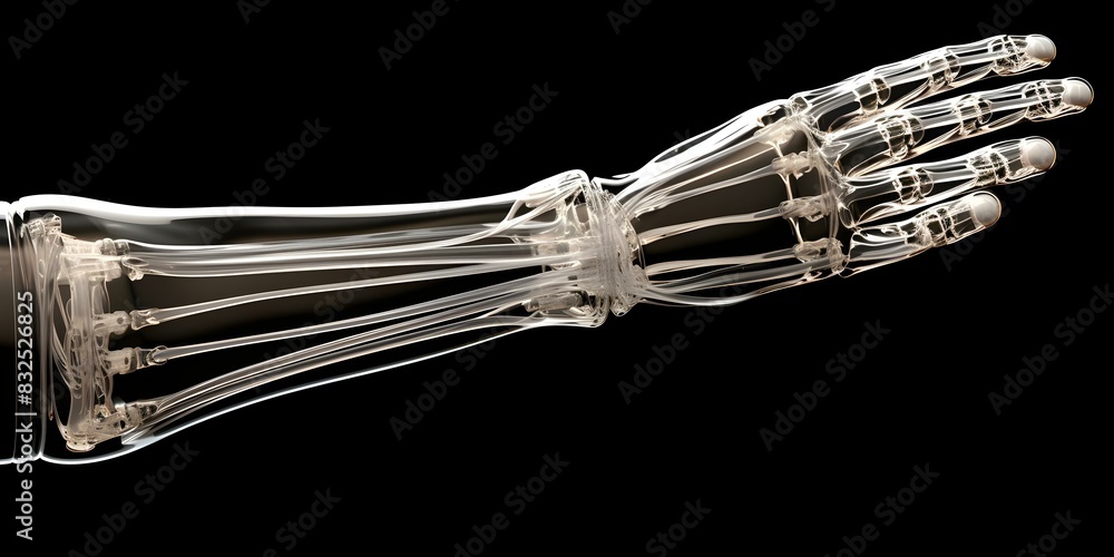 3D rendering of a human arm xray showing the radius bone. Concept ...