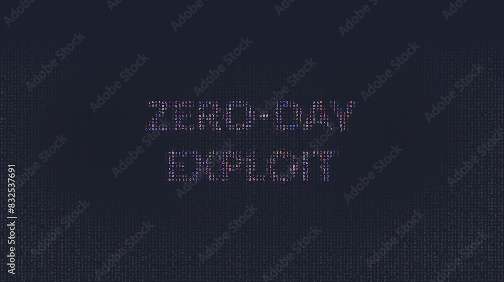 Cybersecurity concept zero-day exploit on foreground screen, ASCII style in a code development ...