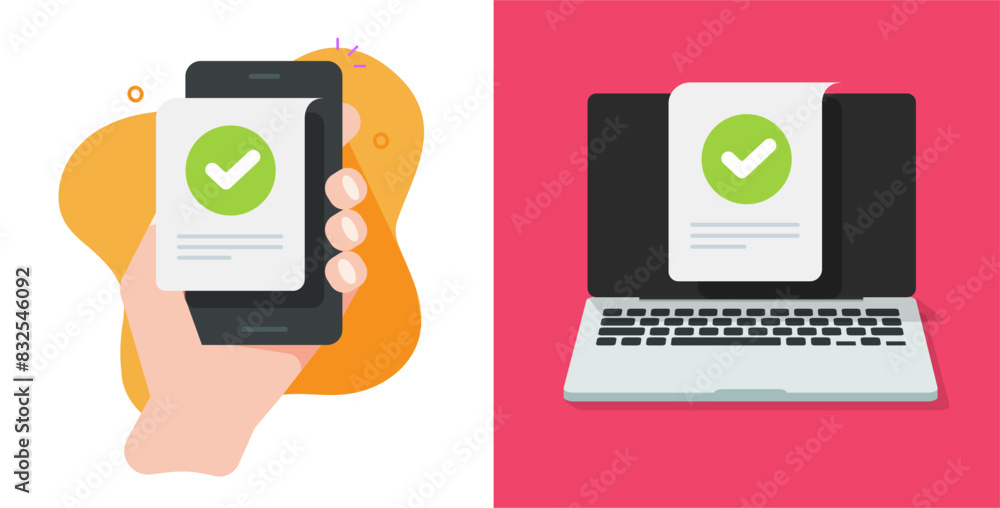 Cell Phone Valid Updated Check Mark Icon Vector Graphic Illustration Cellphone And Computer