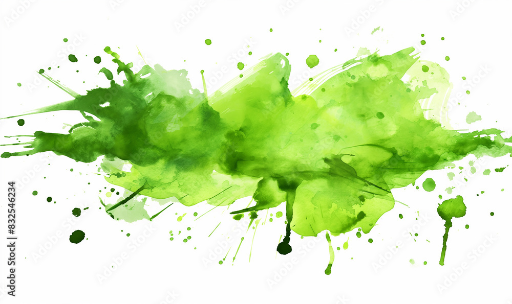 Watercolor green ink splash clip art, vector illustration on a white ...