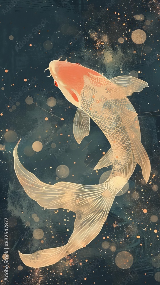 Minimal and elegant Pisces zodiac, subtly crafted on a soothing pastel ...