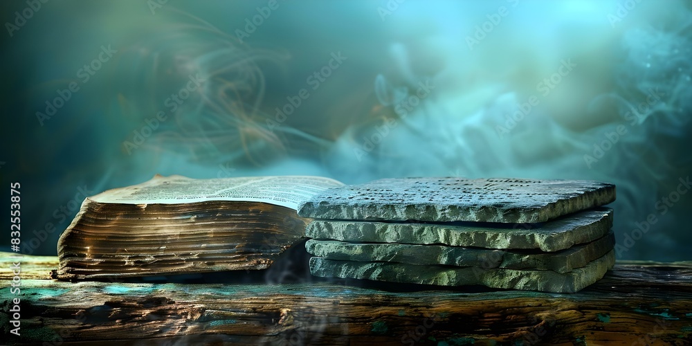 Tablets of stone inscribed with the Ten Commandments a sacred covenant ...
