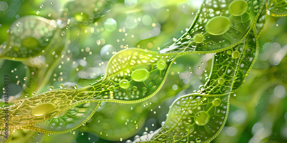 Plant Leaf Guard Cell Movement: Close-up view of plant leaf guard cells ...