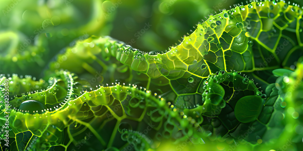 Plant Leaf Guard Cell Movement: Close-up view of plant leaf guard cells ...