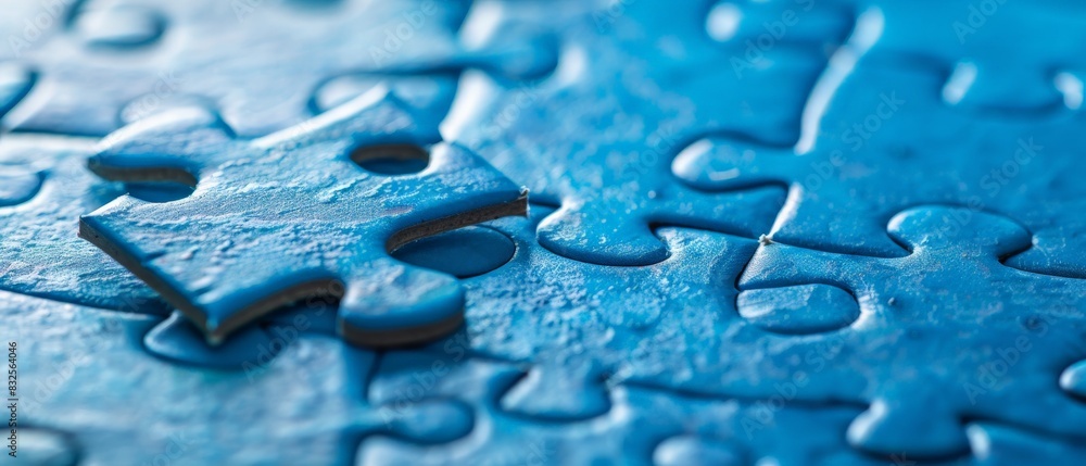 Blue puzzle pieces background. Concept of teamwork, cooperation and ...