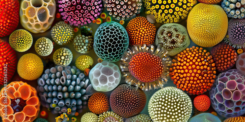 Pollen Grain Morphology: Detailed view of pollen grains from various ...
