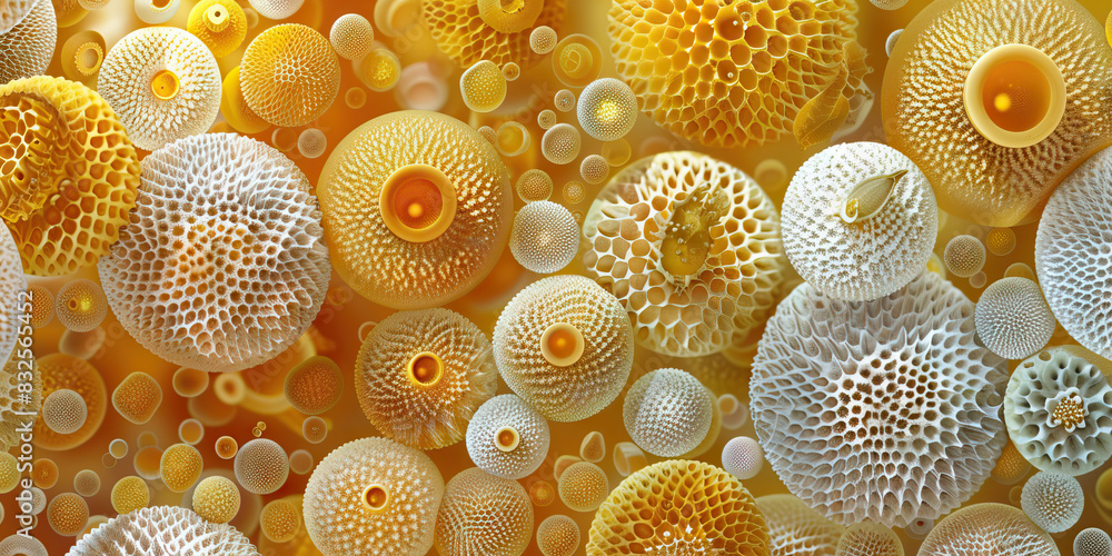 Pollen Grain Morphology: Detailed view of pollen grains from various ...