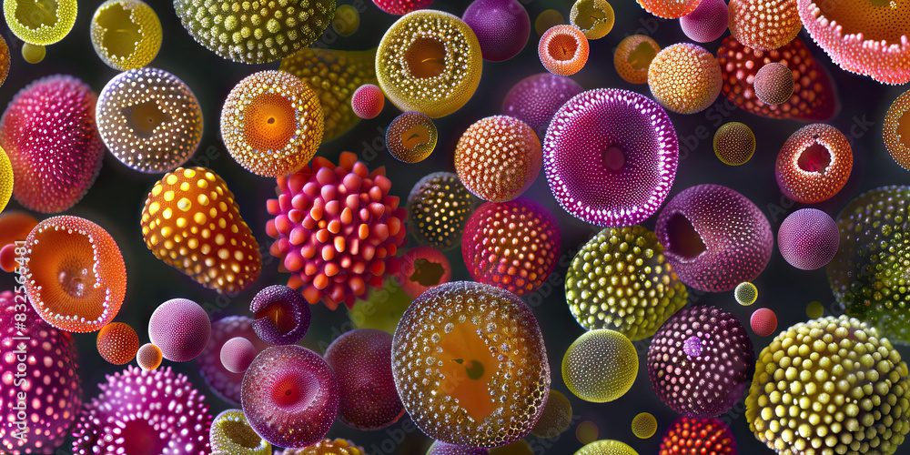 Pollen Grain Morphology: Detailed view of pollen grains from various ...