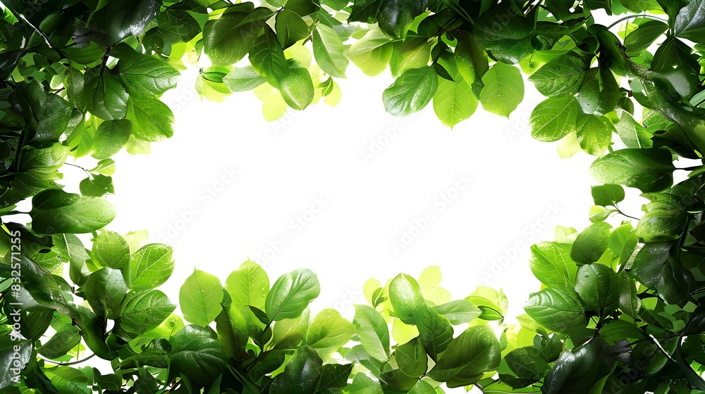 layer of image, tree leaves frame, center plain white background, for ...