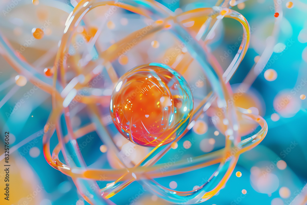 Electron orbit around atomic nucleus, quantum physics, atomic structure ...