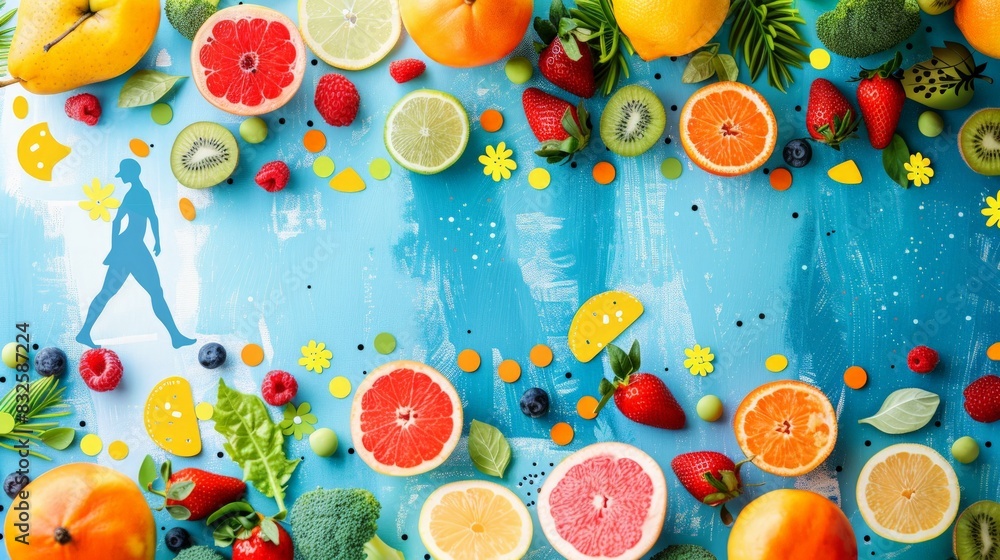 Healthy Lifestyle Promotion: Illustrate a background image promoting ...