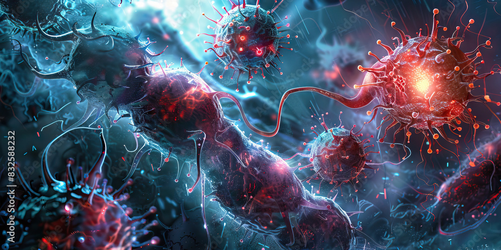 Bacterial Cell Wall Composition: Close-up view of bacterial cell walls ...