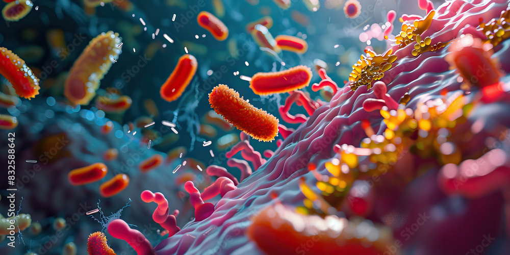 Antibiotic Mode of Action: Detailed view of antibiotics interacting ...