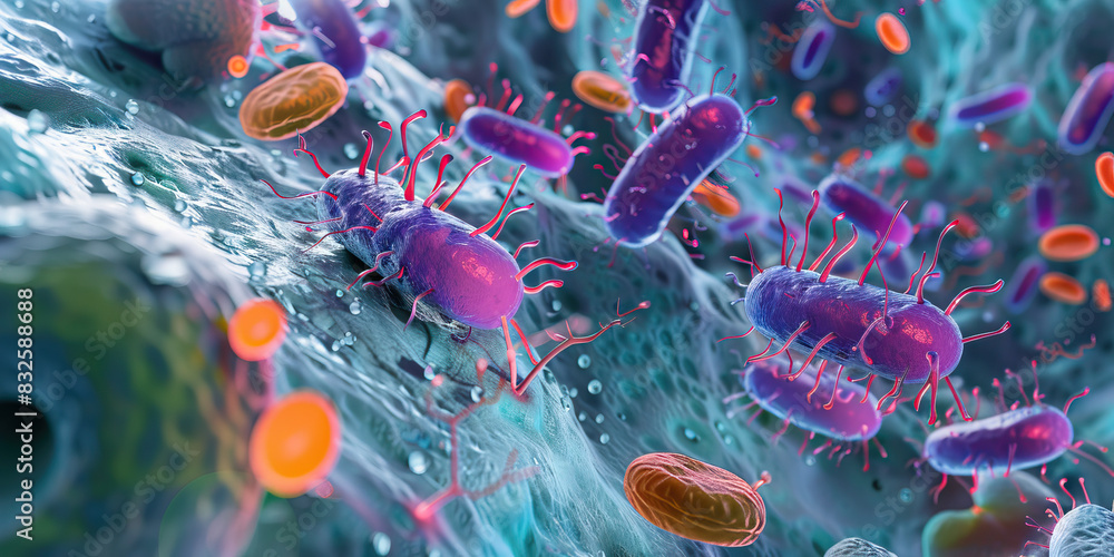 Antibiotic Mode of Action: Detailed view of antibiotics interacting ...