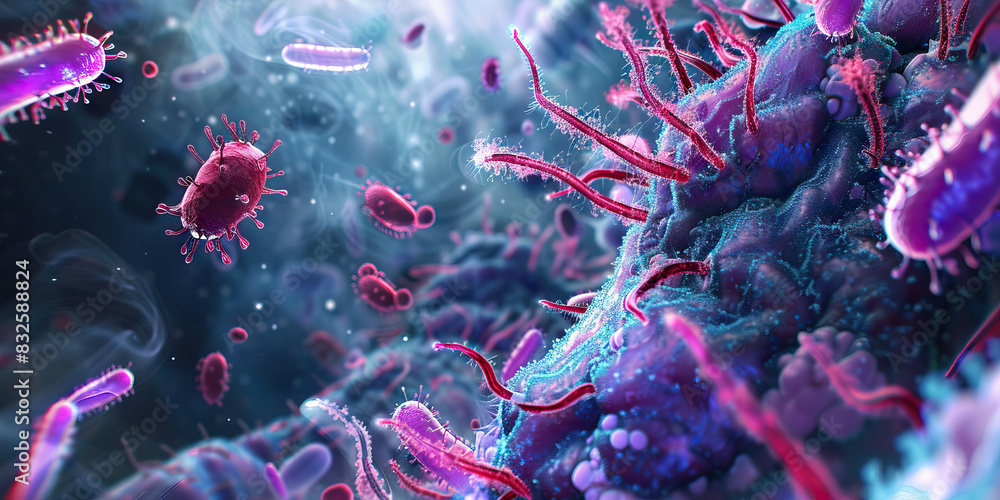 Antibiotic Mode of Action: Detailed view of antibiotics interacting ...