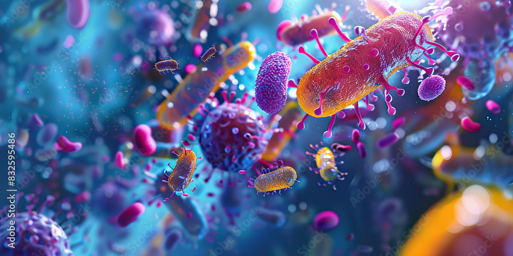 Biochemical Pathways of Bacteria: Close-up view of metabolic processes ...