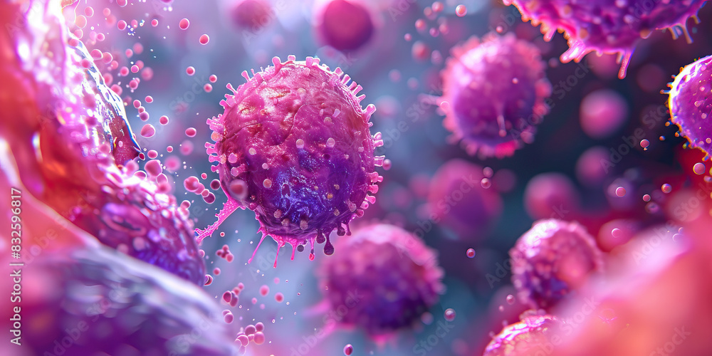 Bacterial Reproduction Cycle: Close-up view of bacterial cells ...