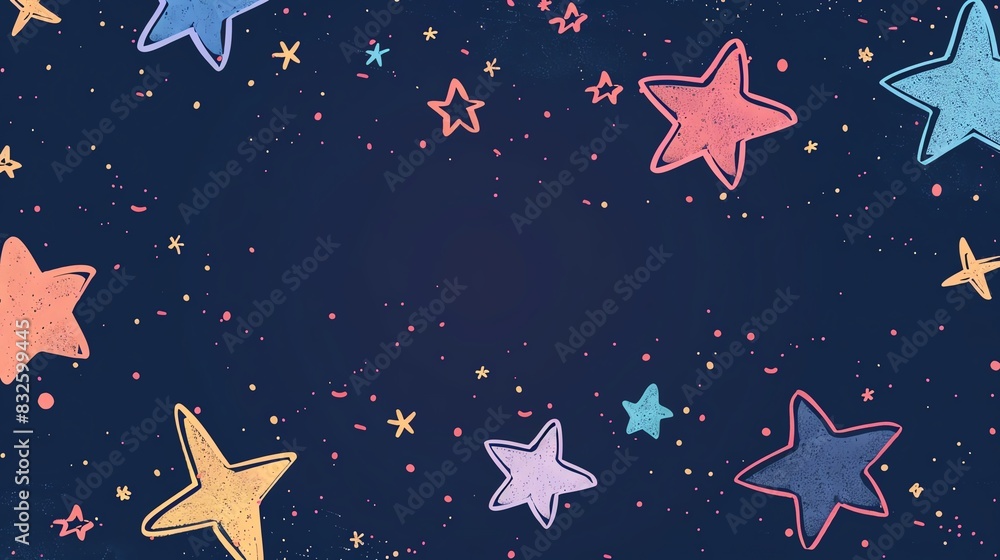 Handdrawn stars flat design side view celestial cartoon drawing ...