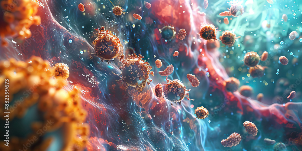 Microbial Invasion: Close-up view of bacterial colonies infiltrating ...