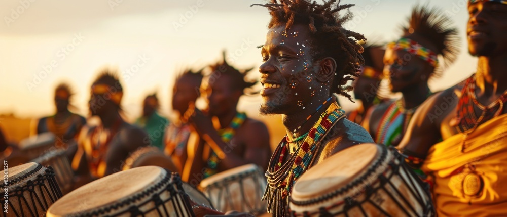 Across the plains of Africa, tribes come together in unity, drums ...