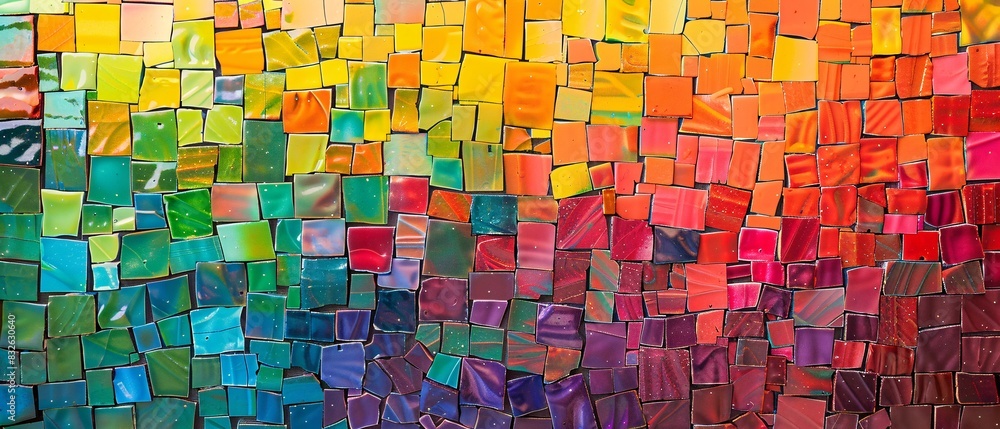 Full-color backdrop for Pride Month featuring a mosaic of rainbow tiles ...