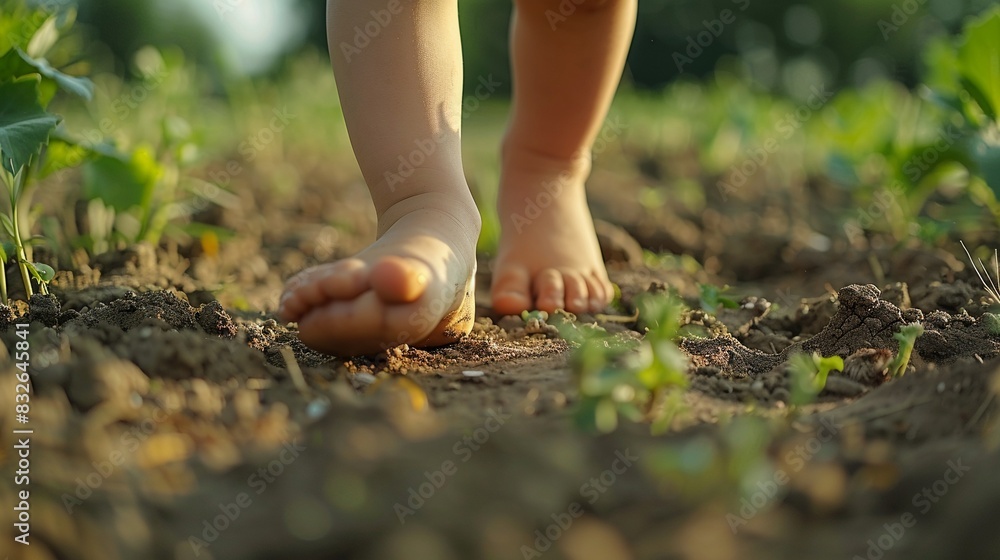 Child s bare feet walking on dirt, closeup, natural and earthy, Realism ...