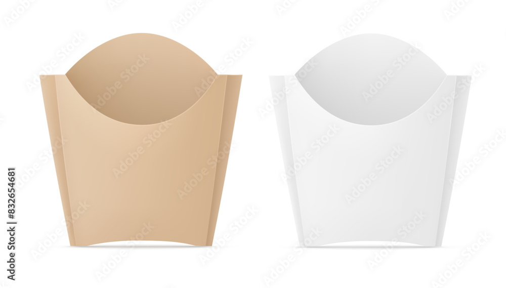 Sanck packs set. Fried french potatoes kraft paper box. Snack fast food ...