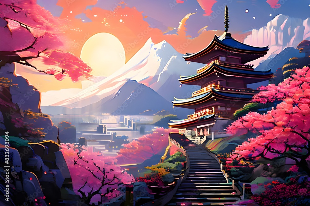 japanese-temple-perched-atop-a-mountain-visible-through-the-ascent-of ...