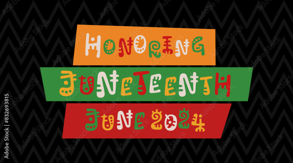Honoring Juneteenth June 2024. Black background with texture and ...