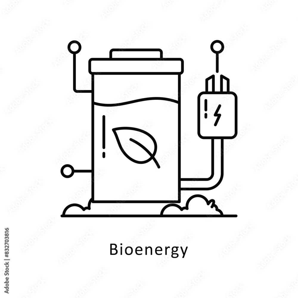 Bioenergy vector outline icon style illustration. Symbol on White ...