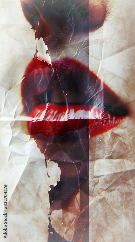 Foto de Featuring a distorted depiction of lips, this abstract image ...