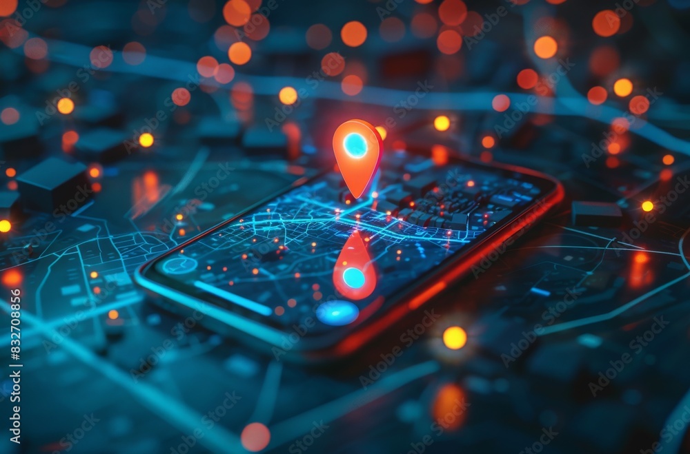 Map pin on phone. Navigation marker of location. Mobile marker icon ...