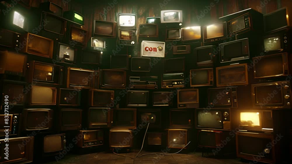 Vintage television screens flickering. Close Up Footage of a Retro TV ...