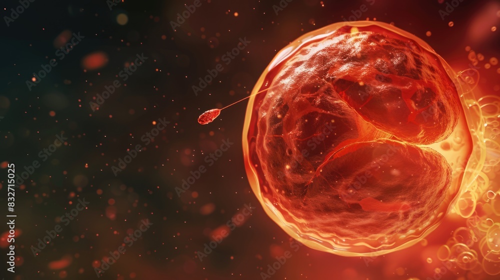 An engaging animation of a sperm cell fertilizing an egg, leading to ...
