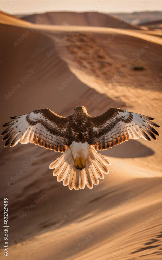 A majestic hawk from a bird's eye view in its natural habitat in the ...