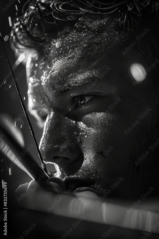 A Paralympic archer drawing back their bow, with the arrow representing ...