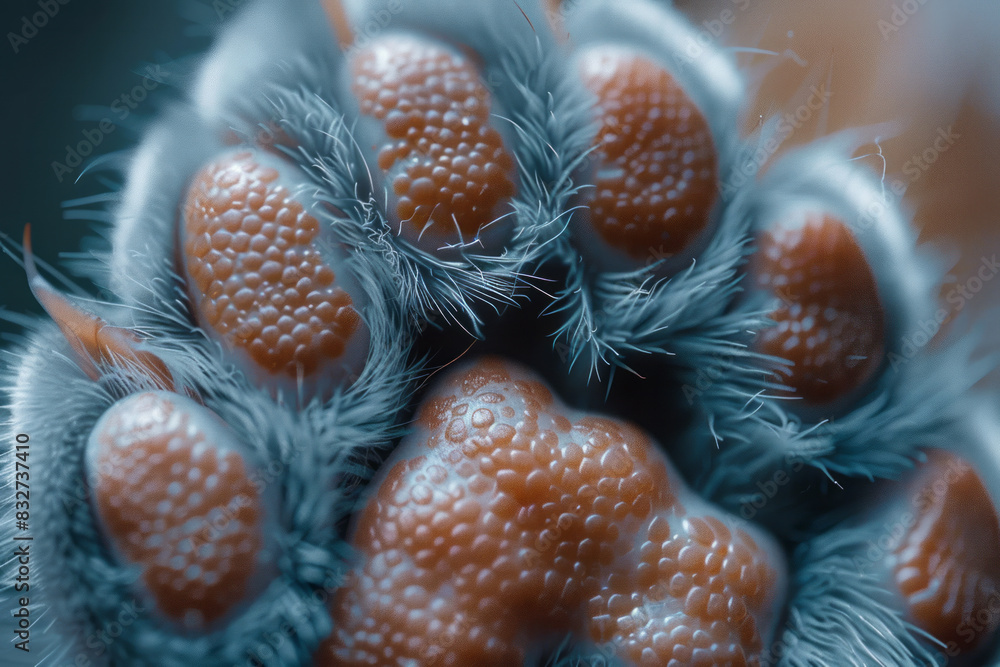Macro view of a birthmark in the shape of a paw print, with soft curves ...
