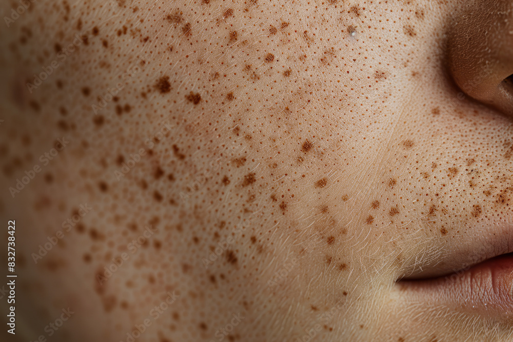 Detailed image of a mole on a personâ€™s chest, with the natural skin ...