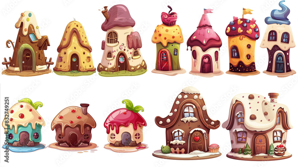 cute fairytale pudding cake cartoon house clipart isolated on white ...