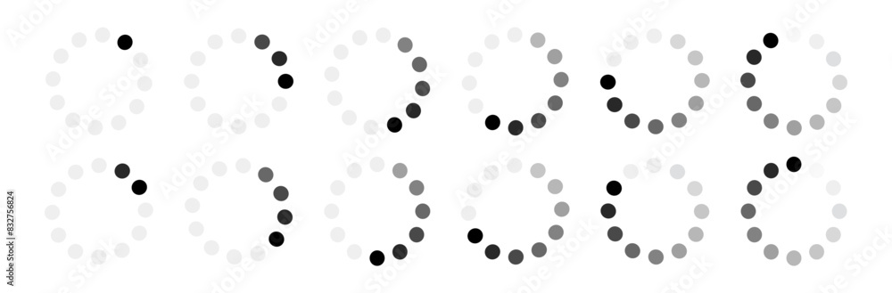 Loading icon set. Set loading bar progress icons isolated on transparent background. Download ...
