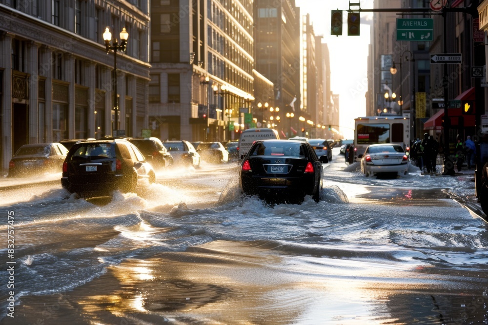 Flooded city streets major flood incident dangerous urban natural ...