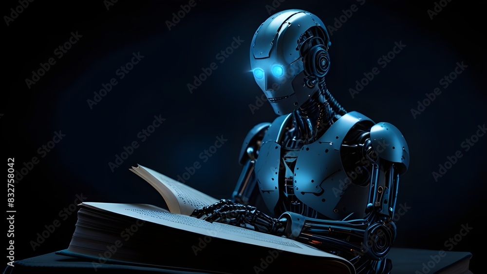 Robotic Scholar: Exploring the Future with a Book, AI-generated image ...