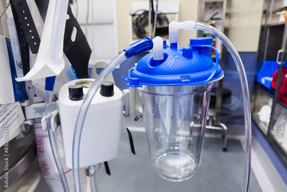 hospital suction tube with yankauer suction tip, isolated on white ...