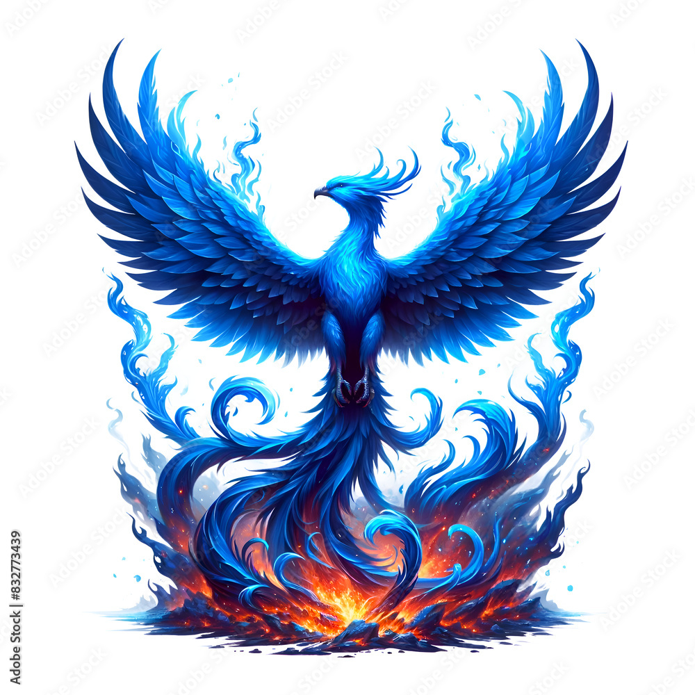 Stunning Blue Phoenix Rising from Enchanting Blue Flames, Ideal for ...