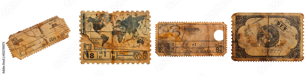 Vintage ticket paper Hyperrealistic Highly Detailed Isolated On ...